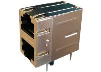 China 0833-2X1T-33 Stacked Jack 2x1 Gigabit Magjack 10/100/1000Base-TX Modular Rj45 for sale