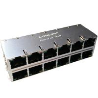 China 0833-2X6R-54 Stacked RJ45 2x6 Gigabit Magjack 10/100/1000Base-TX Modular Jack for sale