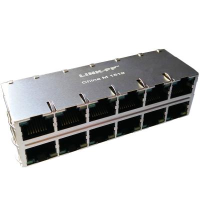 China 0833-2X6R-54 Stacked RJ45 2x6 Gigabit Magjack 10/100/1000Base-TX Modular Jack for sale