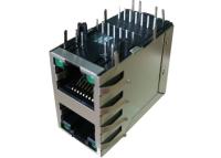 China 2x1 Gigabit Magjack With LED 0843-2B1T-33 Stacked Rj45 Modular Jack Connectors for sale