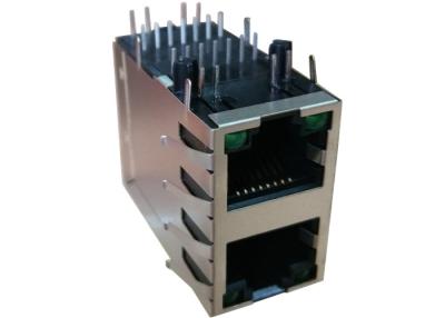 China 0879-2C1R-BV Stacked 2x1 Rj45 Magjack With LED Modular Connectors 10/100Base-T for sale