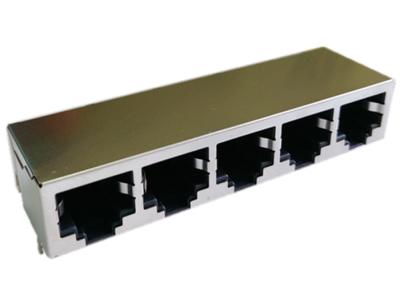 China 1-6610132-1 1X5 Multi-port RJ45 Gigabit Circuit 10 Pin Shielded W / Leds for sale