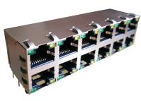 China 1840257-8 Stacked Rj45 Modular Jack Gigabit 2x6 MAG45 Ground Shield With Leds for sale