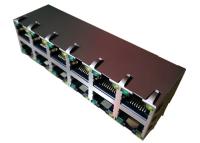 China 1840257-8 Stacked Rj45 Modular Jack Gigabit 2x6 MAG45 Ground Shield With Leds for sale