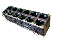 China 1840257-9 Stacked Rj45 Modular Jack Gigabit 2x6 MAG45 Ground Shield With Leds for sale