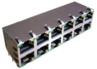 China 1840257-9 Stacked Rj45 Modular Jack Gigabit 2x6 MAG45 Ground Shield With Leds for sale