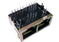 China 6-1840402-7 Dual Multi-port 1X2 MAG45 Modular Jack Gigabit 10/100/1000Base-Tx for sale