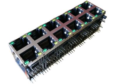 China 2-1840251-4 Stacked 2x6 RJ45 Modular Jack Gigabit Magnetic POE+ LED 2-1840251-7 for sale