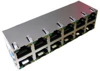China 1840257-7 Stacked Rj45 Connectors 2x6 MAG45 Gigabit Ground SHIELD 1-1840257-1 for sale
