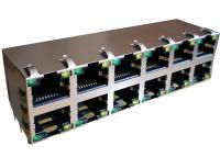 China 1-1840257-6 Stacked Rj45 Modular jack 2x6 Gigabit Shield W / LED 1-1840257-7 for sale