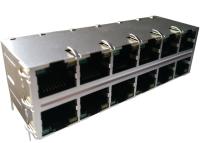 China 1-1840257-8 Stacked Rj45 Gigabit  Modular jack 2x6 Shield W / LED 1-1840257-9 for sale