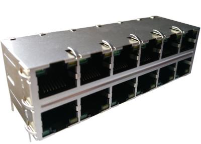 China 1-1840257-8 Stacked Rj45 Gigabit  Modular jack 2x6 Shield W / LED 1-1840257-9 for sale