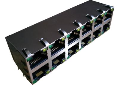 China 2-1840257-1 Stacked Rj45 Gigabit  Modular jack 2x6 Shield W / LED 2-1840257-2 for sale