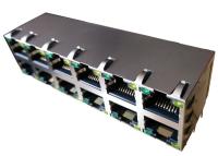 China 2-1840257-3 Stacked Gigabit Rj45Modular jack 2x6 Shield W / LED 2-1840257-4 for sale