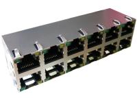 China 2-1840257-5 Stacked Gigabit Rj45Modular jack 2x6 Shield W / LED 2-1840257-6 for sale
