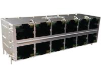 China 2-1840257-9 Rj45 2x6 Magnetics Stacked jack Gigabit Lan 10/100/1000Base-T for sale