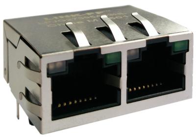 China 0826-1D2T-23 1x2 Gigabit Magjack 0826-1D2T-23-F Dual Port 10/100/1000Base-T for sale