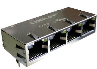 China 08261D4TM1-F POE RJ45 Connector Quad Port 1x4 Gigabit Magjack 10/100/1000 Lan for sale