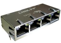 China 0826-1X4T-GH-F POE RJ45 Connector Quad Port 1x4 Gigabit Magjack 10/100/1000 Lan for sale