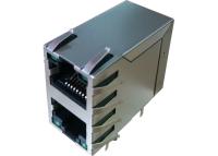 China 6368011-2 , 6368011-3 Dual Port 2X1 Stacked Rj45 Female Jack 8 POSITION for sale