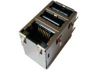 China 1840028-2 Rj45 Over Dual USB Mag45 TM 10/100  W/LED Ground Shiled USB 2 Rj45 for sale