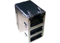 China 1840026-2 Rj45 Over Dual USB Mag45 TM 10/100  W/LED Ground Shiled USB 2 Rj45 for sale