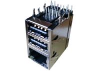 China 1840026-2 Rj45 Over Dual USB Mag45 TM 10/100  W/LED Ground Shiled USB 2 Rj45 for sale