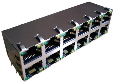 China 1840235-1 Stacked POE RJ45 Connector 2x6 10/100 POE Circuit W / Leds 1-1840235-4 for sale