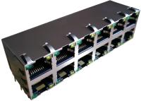China 1-1840235-1 POE Stacked Jack 2x6 RJ45 10/100 POE Circuit W / Leds 1-1840235-2 for sale