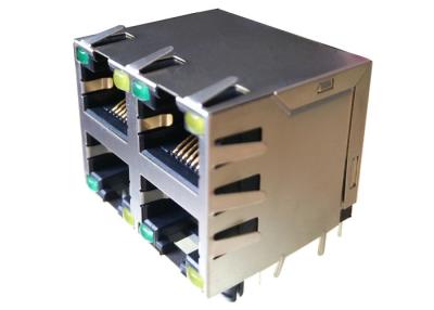 China 1-6368511-2 Stacked RJ45 Magnetic 2X2 Port Connector Gigabit RJ45 1-6368511-3 for sale