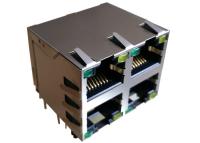 China ARJM22A1-A12-NN-EW2 Stacked 2x2 Port RJ45 Magjack 10 / 100 Base - T With LED for sale