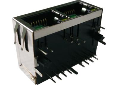 China ARJM12A1-811-BA-CW2 Multi-port Rj45 1x2 Ethernet Connector Dual Port 5G BASE - T for sale