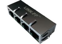 China Magnet Connector JFM38413-GPON-4F Multi 1x4 Port Gigabit T/D W/LED Tab-down for sale