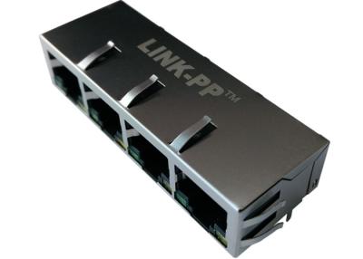 China Magnet Connector JFM38413-GPON-4F Multi 1x4 Port Gigabit T/D W/LED Tab-down for sale