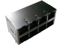 China Stacked Connector 74F-2001GYD3NW2NL RJ45 10/100 BASE-T 2X4 Jack With Magnetic for sale