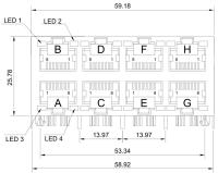 China Stacked Connector 74F-2001GYD3NW2NL RJ45 10/100 BASE-T 2X4 Jack With Magnetic for sale