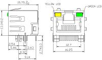China 2-406549-1 Rj45 Connectors With LED 8P8C Shielded Thru-Hole LPJE101AGNL for sale