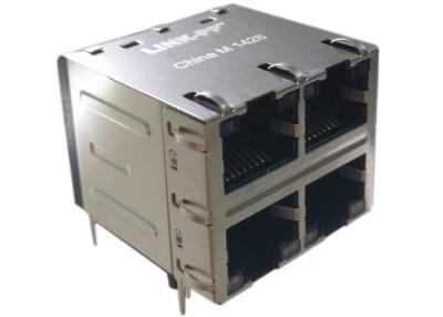 China 0879-2C2R-54 Stacked RJ45 Magjack 4Port 1000 Base-T Through Hole Angle Right for sale