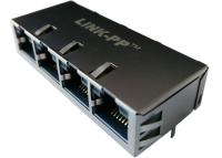 China Quad Port JG0-0098NL PulseJack 1x4 Gigabyte Mag45 Shield With LEDs for sale