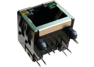 China 8 Position 8 Contact RJ45 Modular Jack RJHSE-5387-02 Shielded With Red LED for sale