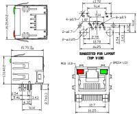 China 8 Position 8 Contact RJ45 Modular Jack RJHSE-5387-02 Shielded With Red LED for sale