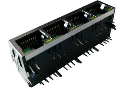 China SI-60096-F Quad Port 10/100BT Rj45 1x4 Port Tab-Down Shield With LED for sale