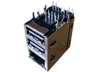 China Amphenol RJ-45 / Dual USB RJMG-7321-71-01 Thru-Hole Stacked USB Connector 3Port for sale