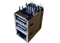 China RJ45 USB Connector RJMG-7321-81-01 Thru-Hole Stacked 3Port 10/100Base-T for sale