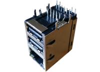 China RJMG-7321-B1-01 RJ45 USB Connector Thru-Hole Stacked 3Port 10/100BT Interface for sale