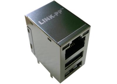 China RU1-161A9WGF RJ45 Tab up over USB 2.0 stack Through Hole 10/100/1000Base-T for sale