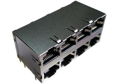 China Network 2x4 Port Stacked RJ45 Magjack Shielded , JC0-0131NL Through Hole for sale