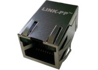 China Magnetic RJ45 Jack JP026821UNL 100 Base-TX 1x1 Tab-UP With LEDs 8-pin for sale