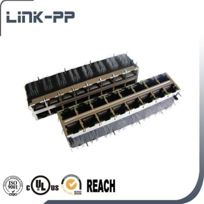 China Stacked RJ45 DU8T20103 10/100Base-T RJ45 2x8 Integrated Magnetics Jack for sale