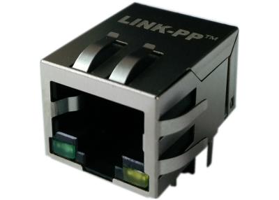 China Lan 10/100mbps SI-60001-F Magnetic RJ45 Jack 1x1 Tab-down Shield With LED for sale